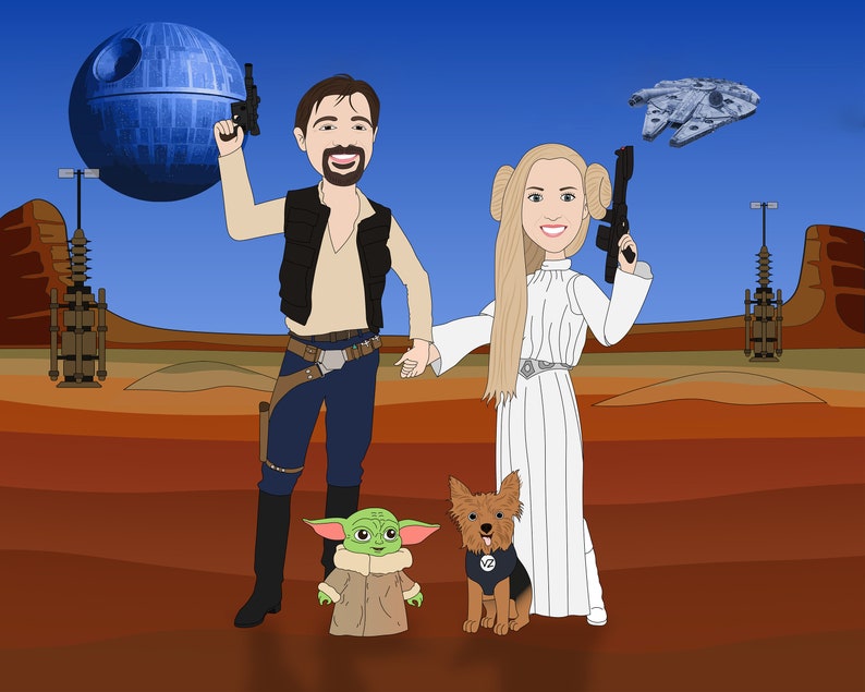 Cartoon Commission Art Cartoon Family Portrait Custom Couple - Etsy