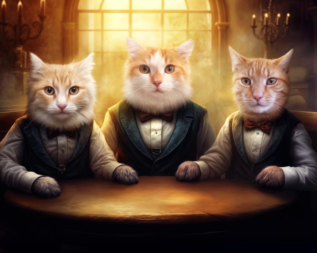Custom 3 Cat Portrait, Personalized Bar Sign, Custom Pet Portrait ...