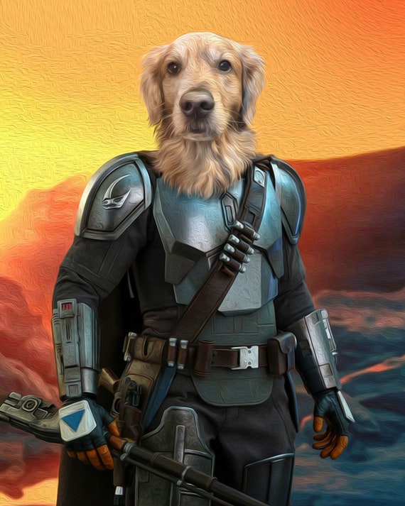 Mandalorian Dog Portrait Custom Dog Portrait Dog Mom - Etsy