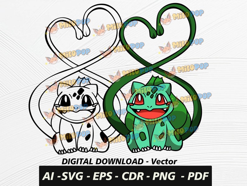 Bulbasaur Heart Vector File Svg Ai Pdf Eps Png Cdr Pokemon - Etsy