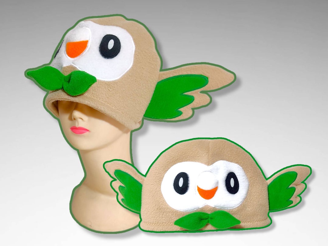 Poke Rowlet hat fleece animal - Etsy Italia
