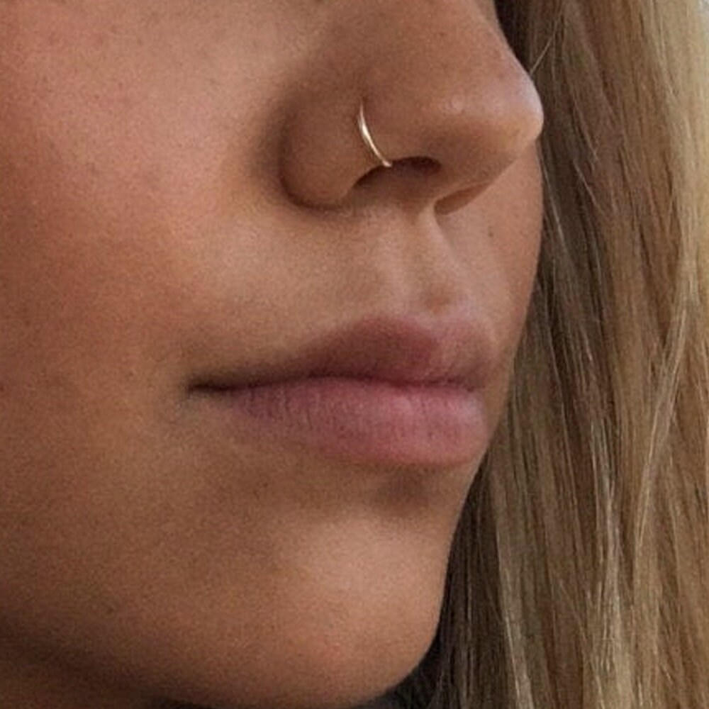 14ct Gold Nose Ring Hoop Open Nose Hoop Tiny Nose Hoop Thin | Etsy