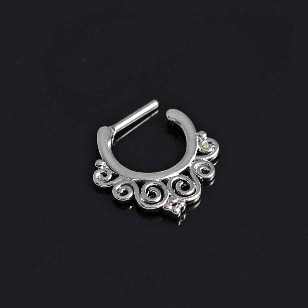 Swirls Tribal Septum Ring Septum Clicker Hinged Septum Ring 16G/14G ...