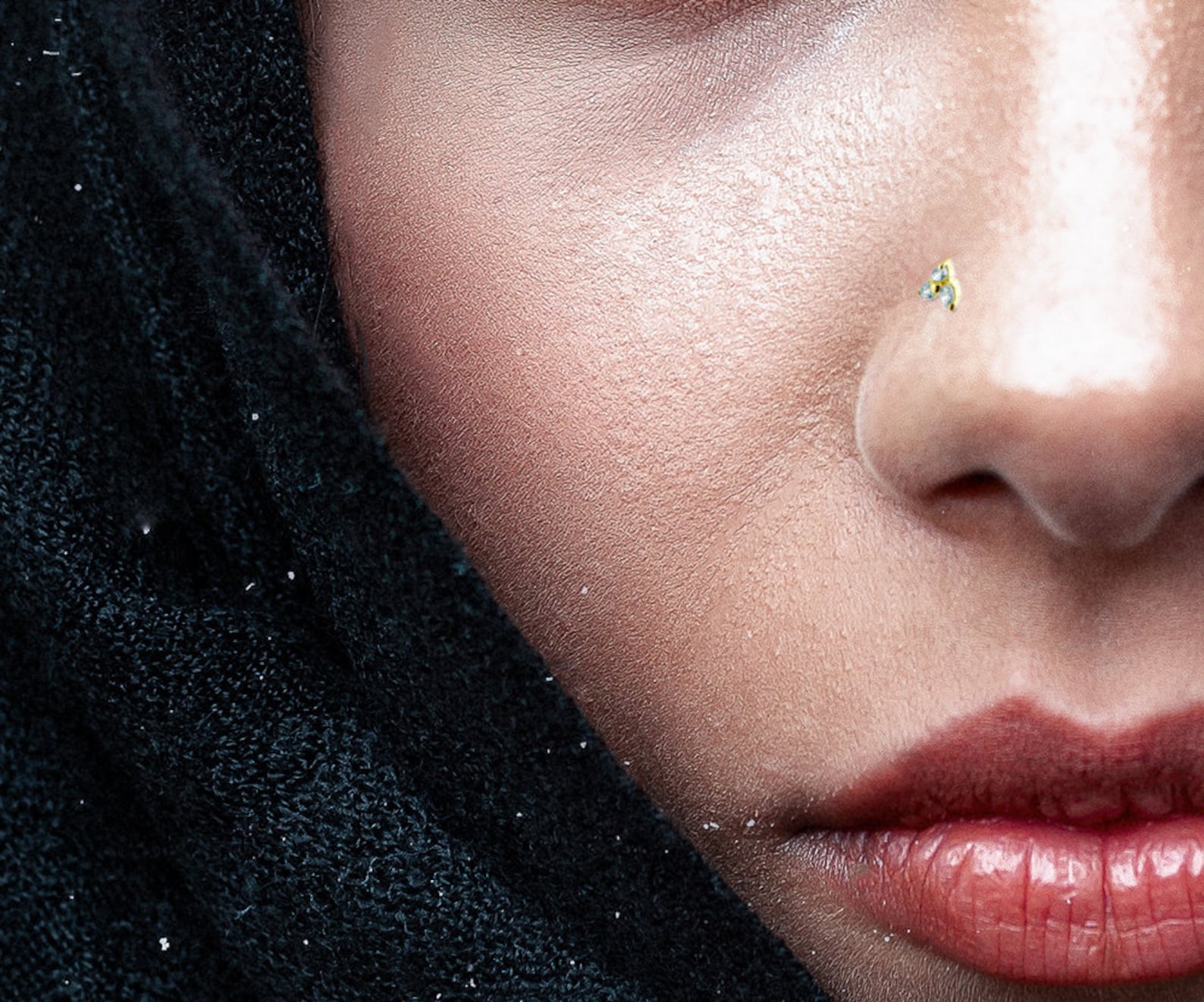 Triangle Nose Stud Gemstone Nose Stud 14K Gold Nose Ring - Etsy