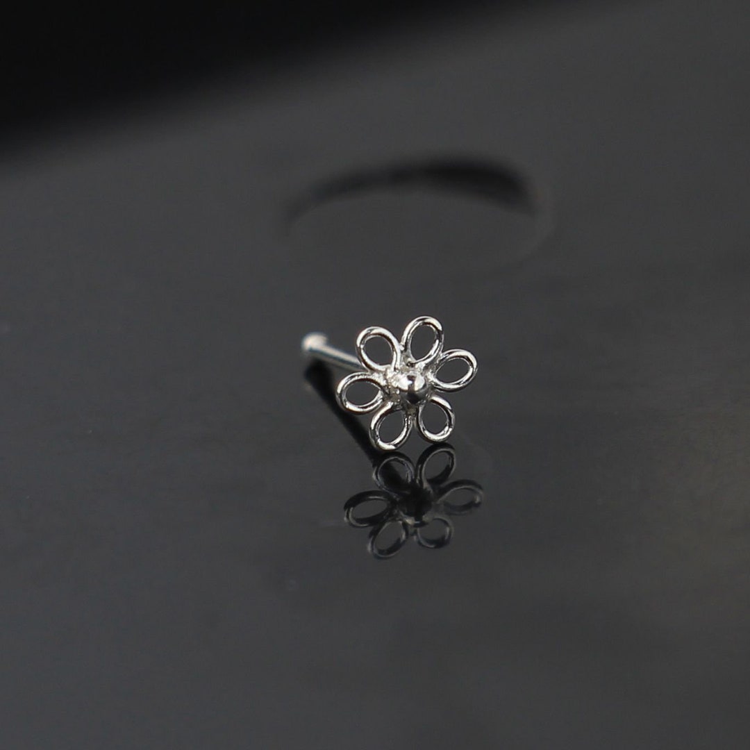 Filigree Flower Nose Stud Sterling Silver Nose Stud Nose - Etsy UK