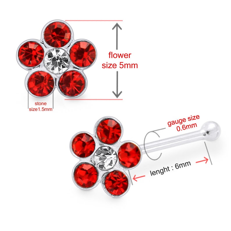 Flower Nose Stud Sterling Silver Nose Bone Style Nose Ring | Etsy