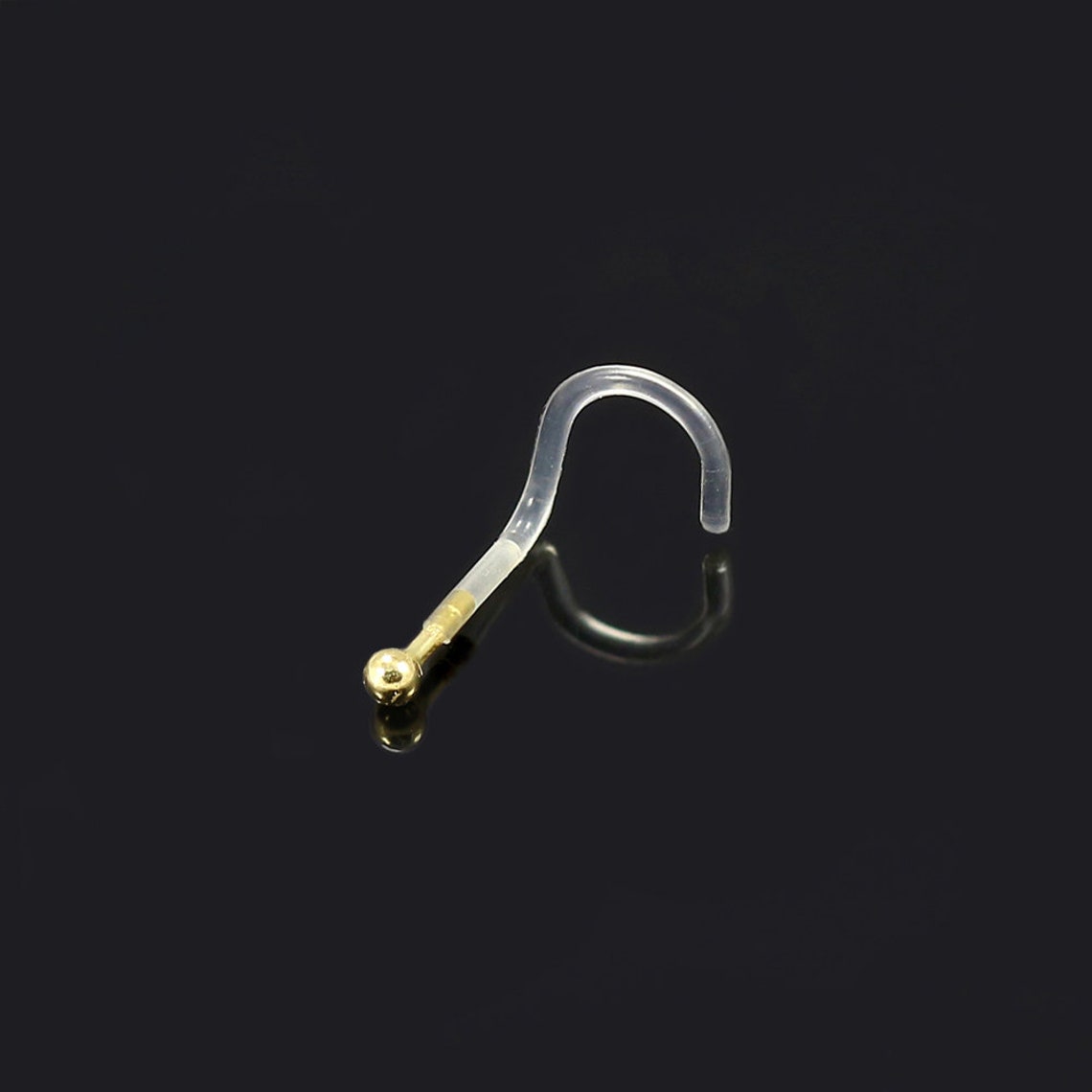 Tiny Nose Ring Bioplast & 14K Gold Nose Screw Hypoallergenic - Etsy