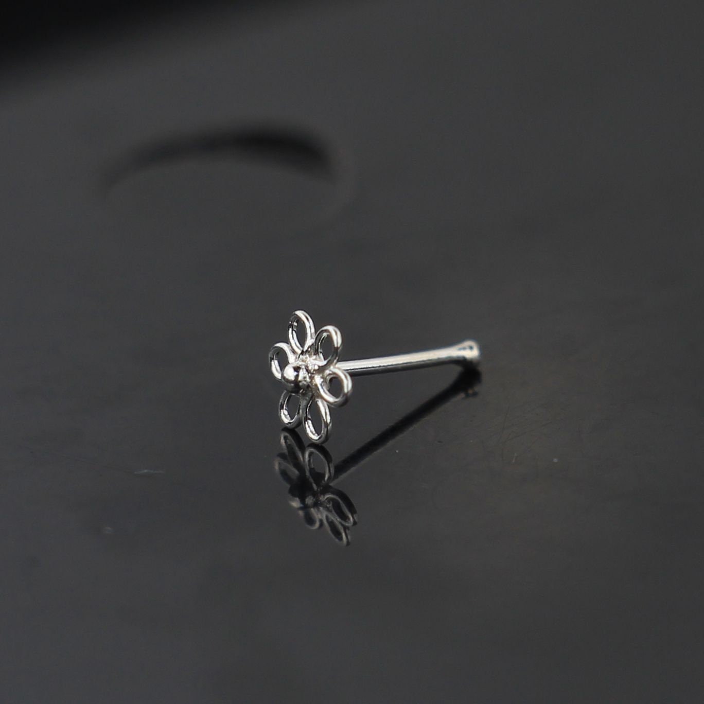 Filigree Nose Stud Flower Sterling Silver Nose Studs Nose | Etsy UK