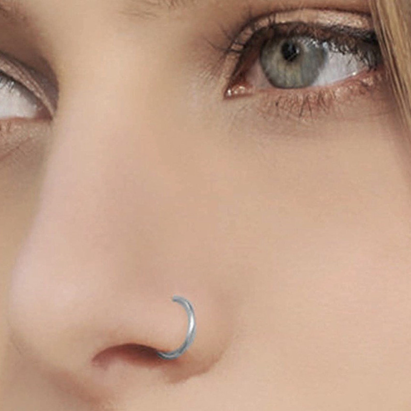8mm 9K Gold Nose Ring Hinged Nose Hoop Thin Nose Ring 22 - Etsy UK