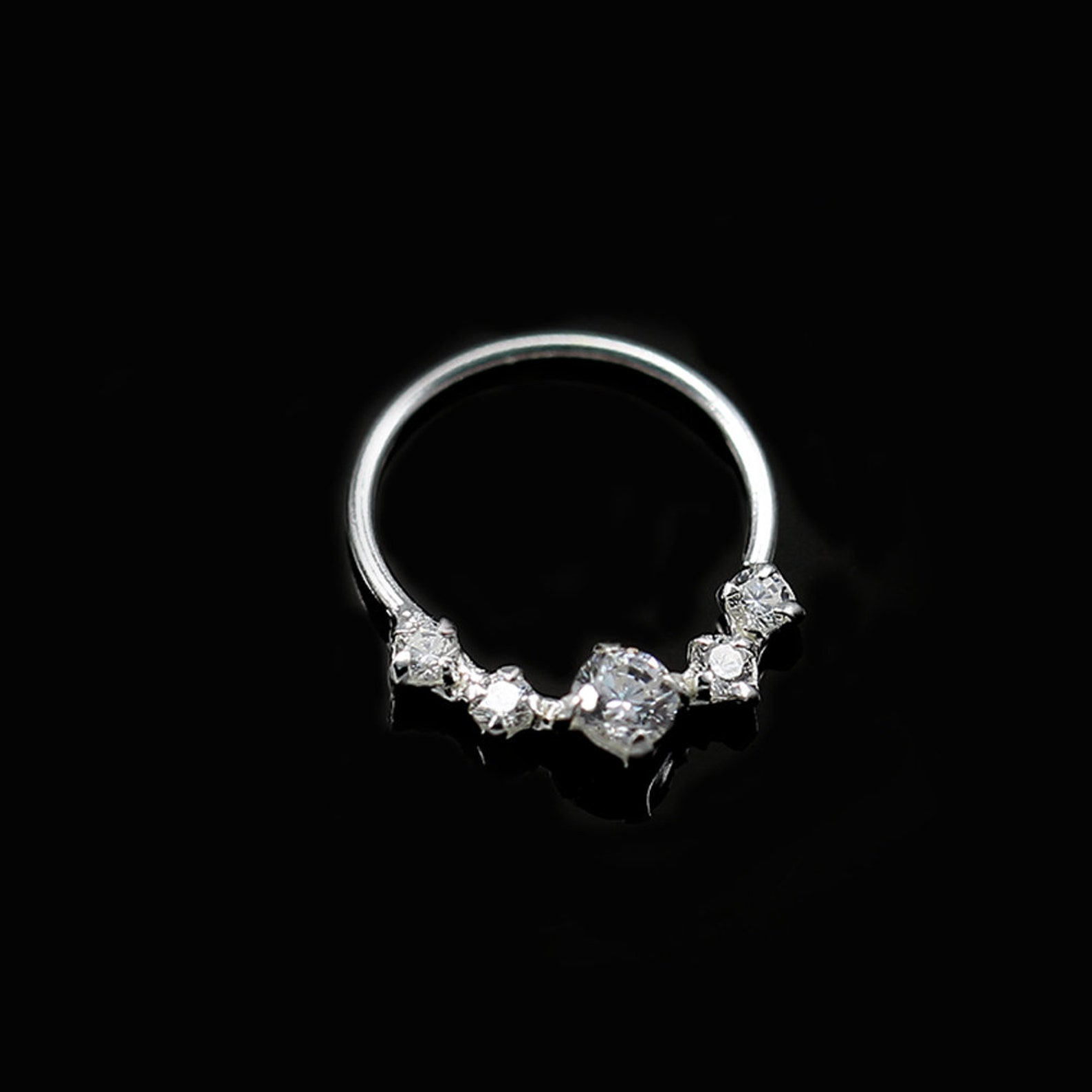 5 Crystal Nose Ring Sterling Silver Nose Ring Thin Nose - Etsy UK