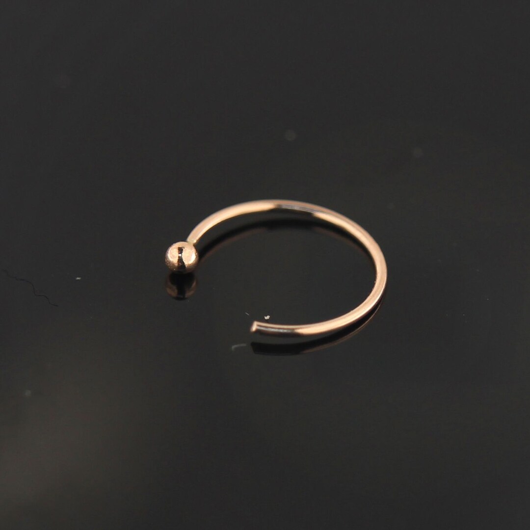 14ct Rose Gold Nose Hoop Open Nose Hoop Tiny Nose Hoop Thin Nose Ring ...