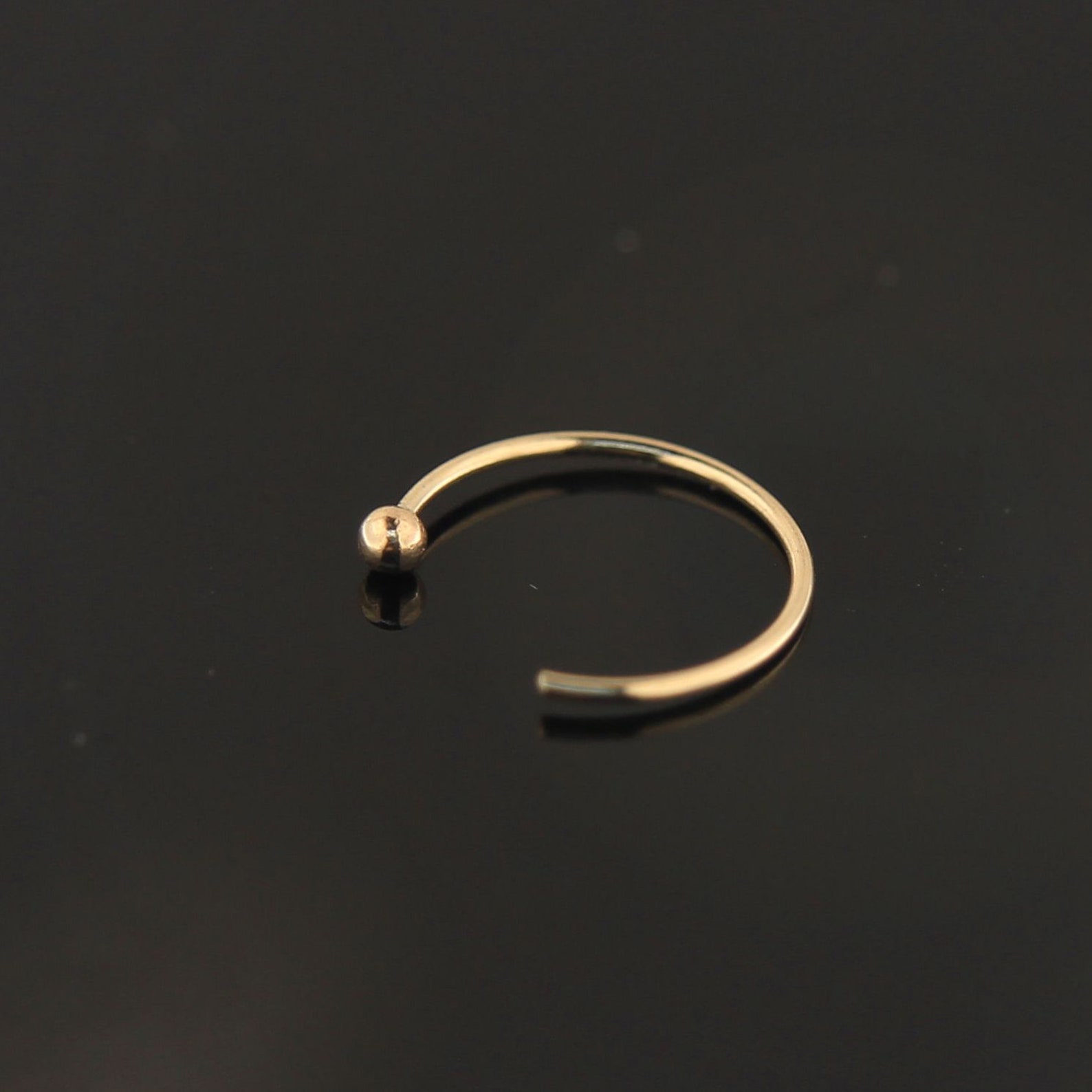 14ct Gold Nose Ring Hoop Open Nose Hoop Tiny Nose Hoop Thin - Etsy UK
