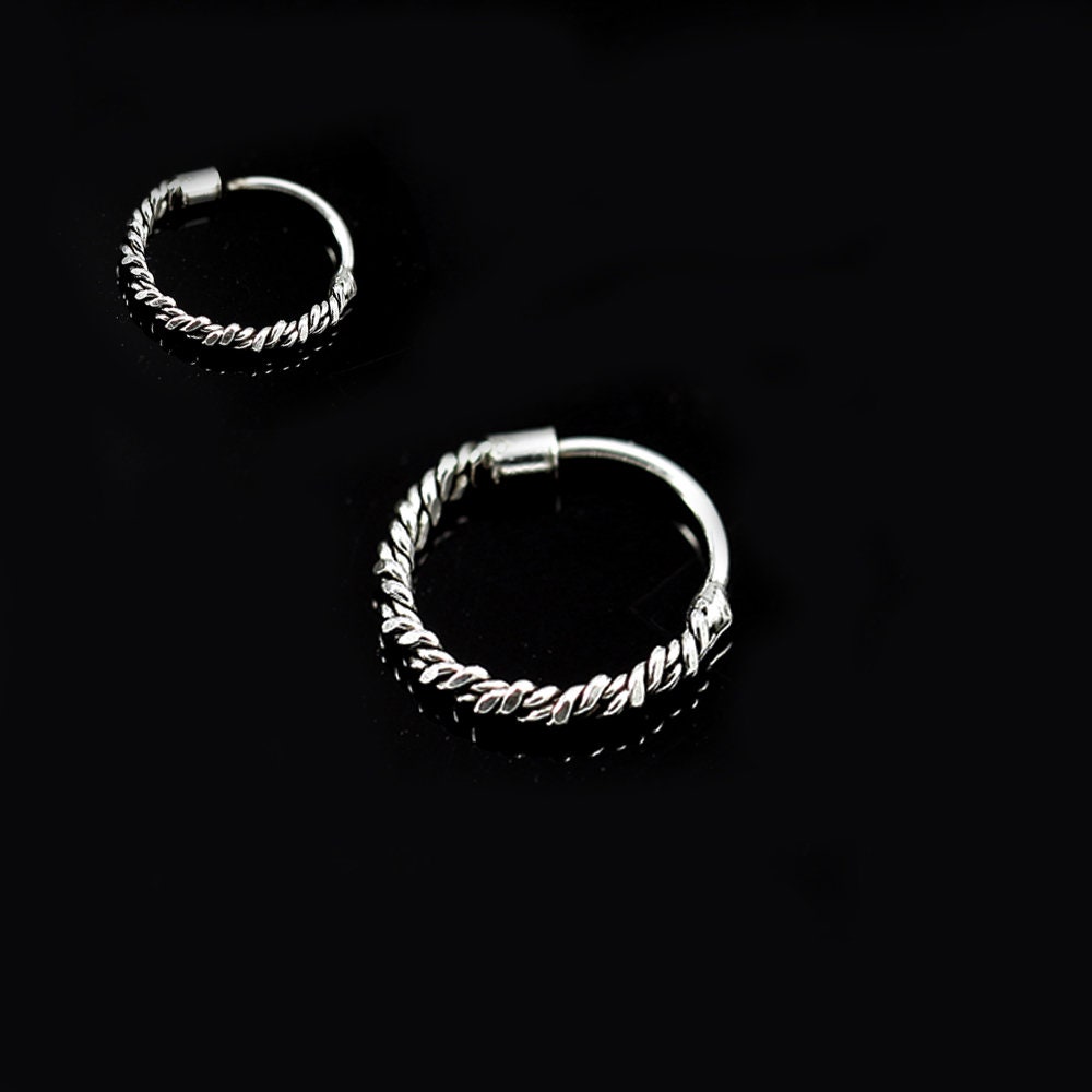 Tangled Twist Nose Ring Oxidized Sterling Silver Nose Hoop - Etsy UK