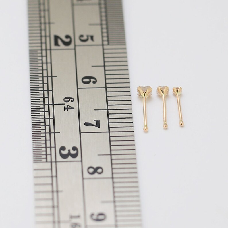 14ct Solid Rose Gold Nose Bone Pin With Round Cubic Zirconia | Etsy