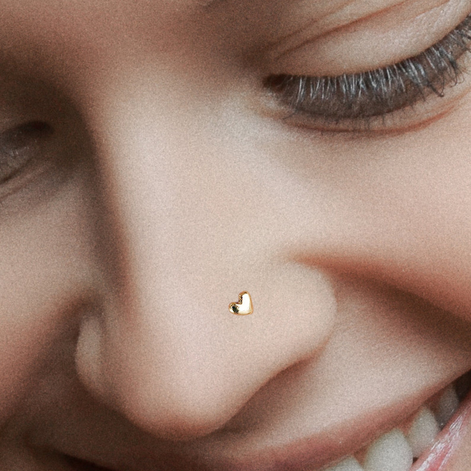 14ct Gold Nose Stud Heart Nose Ring Stud Gold Nose Screw | Etsy