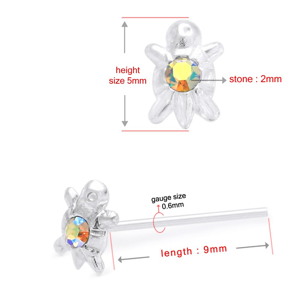 Turtle Nose Stud Sterling Silver Nose Ring Nose Bone Nose | Etsy