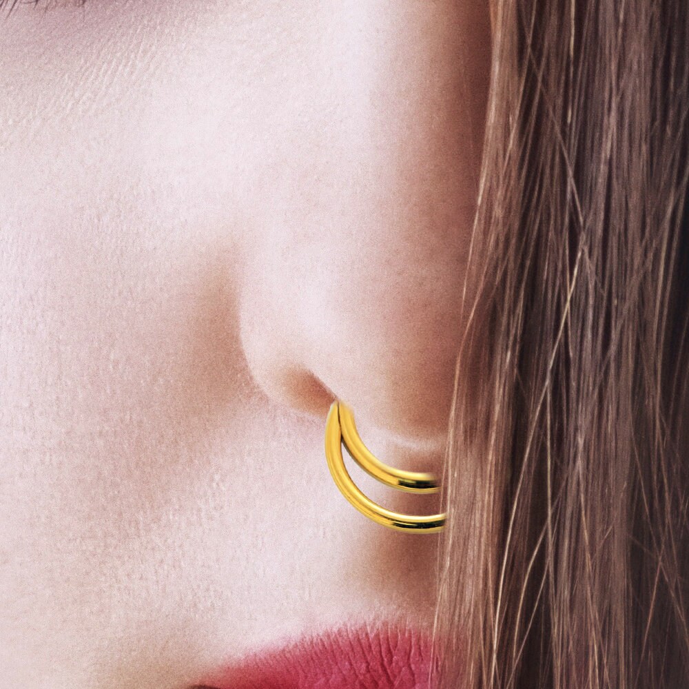 Crescent Moon Septum Ring Stacked Septum Clicker/ Cartilage | Etsy