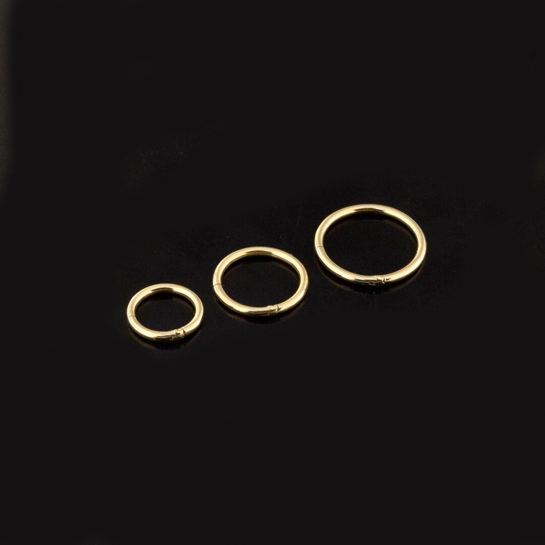 14K Gold Nose Ring Classic Hinged Segment Clicker Nose Hoop Nose Hoop ...