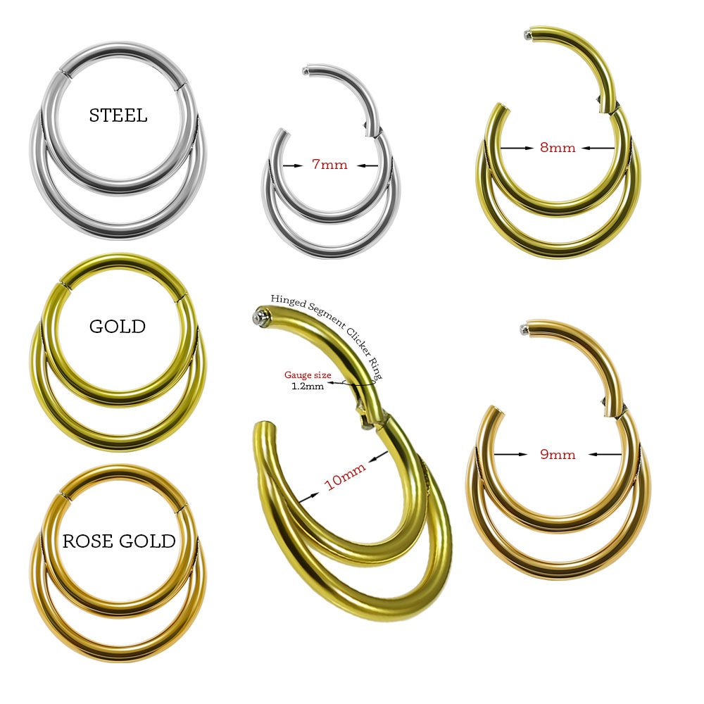 Crescent Moon Septum Ring Stacked Septum Clicker/ Cartilage - Etsy UK