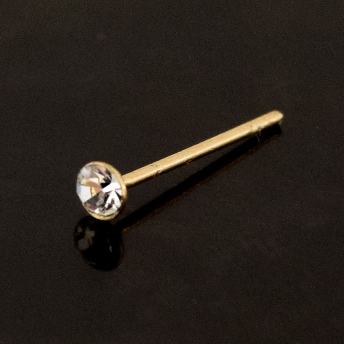 9ct Gold Nose Stud Clear Crystal Nose Ring Gemstone Nose - Etsy UK