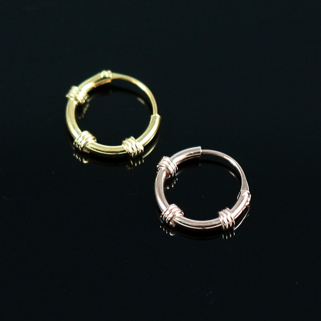 Unique Nose Ring with Coiled Wire Decoration Hinged Segment | Etsy