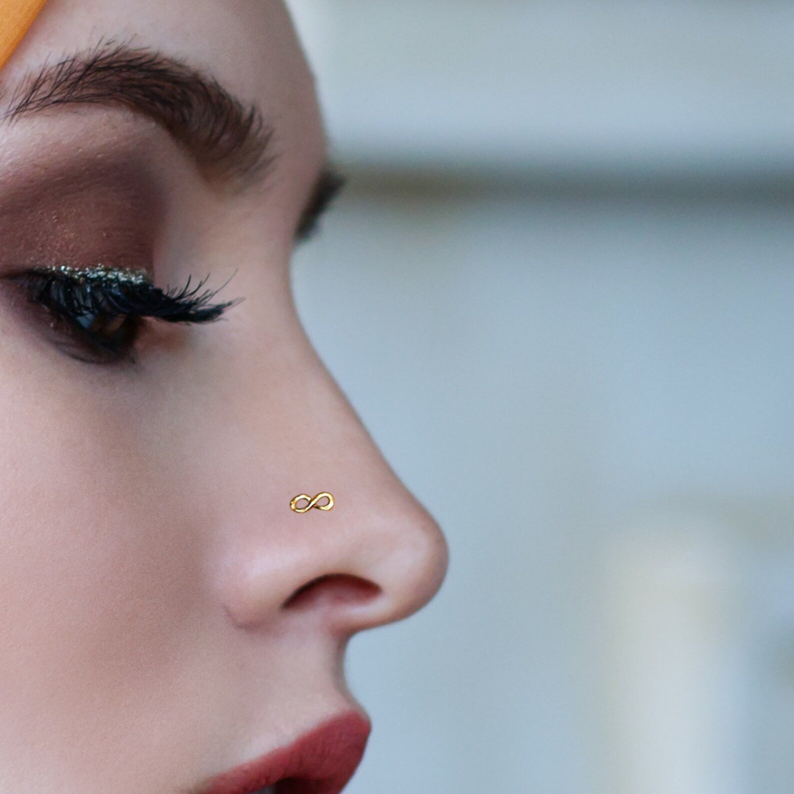 Gold Nose Ring With Infinity Sign 9ct L Bend Nose Stud | Etsy