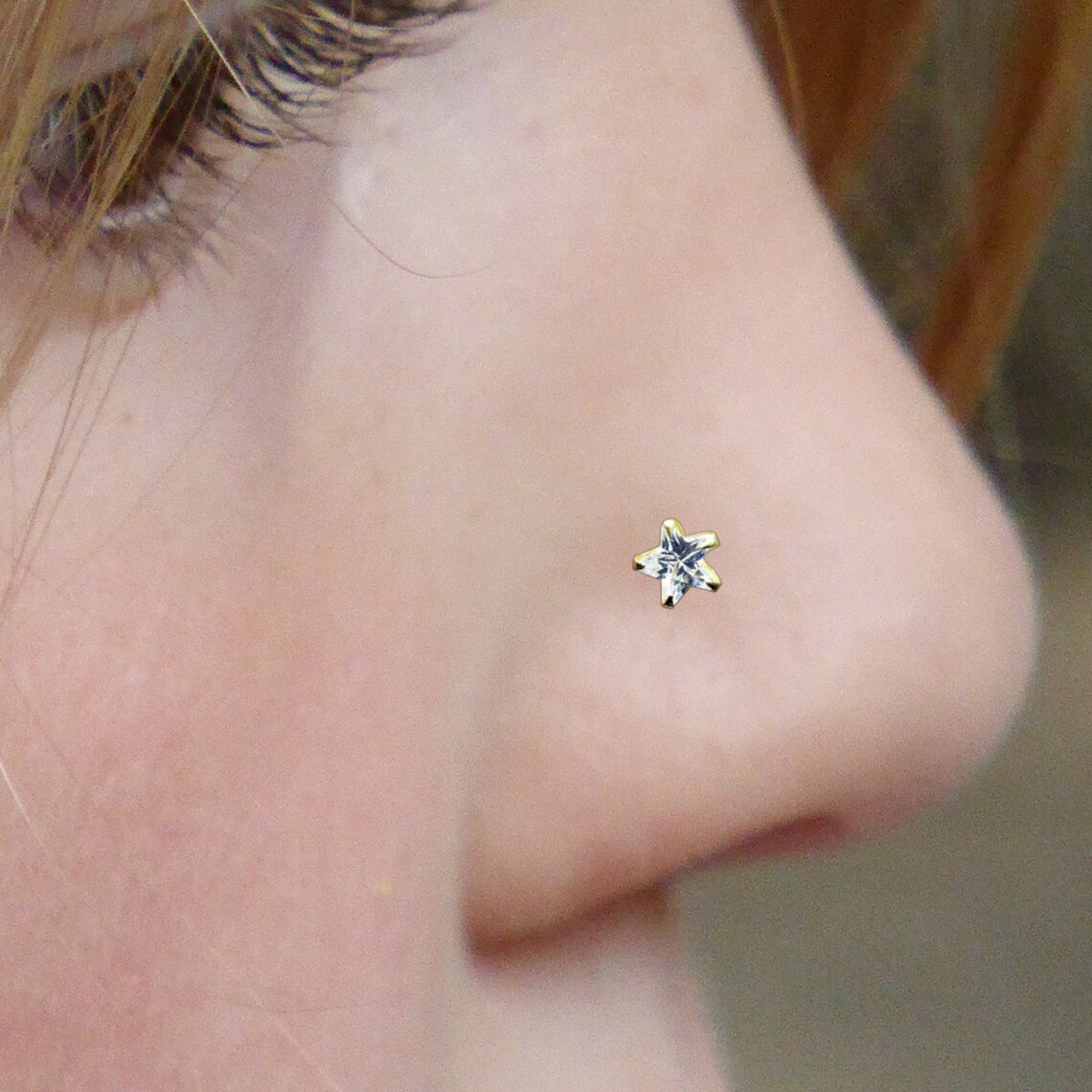 9ct Gold Nose Stud Star Nose Stud Gemstone Nose Stud CZ | Etsy