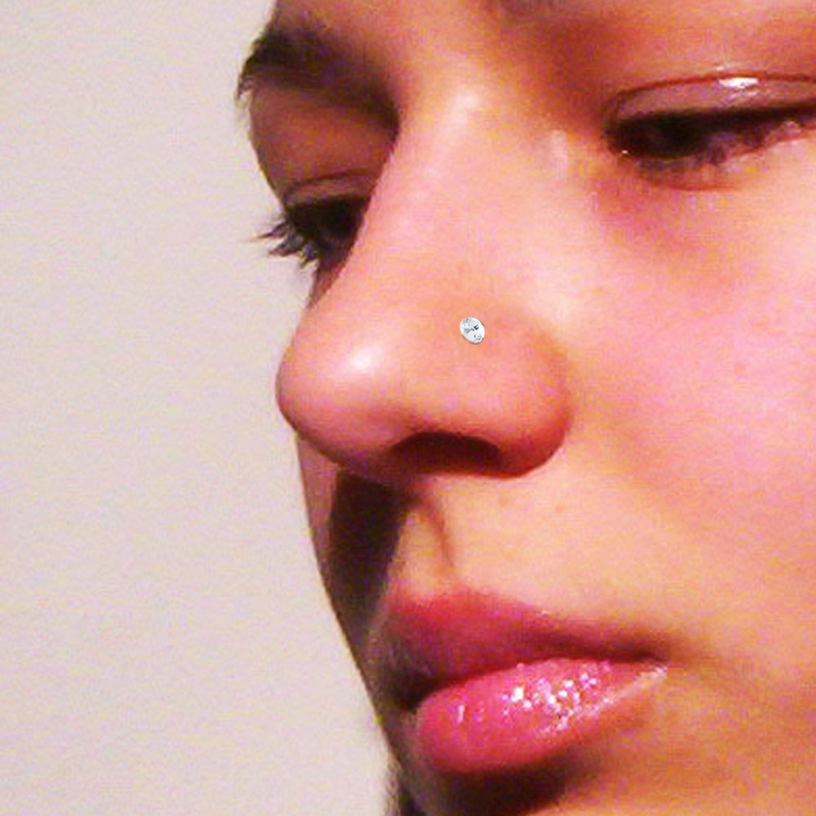 9ct Gold Nose Stud Clear Crystal Nose Ring Gemstone Nose - Etsy
