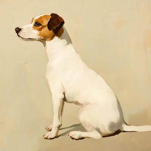 Jack Russell Terrier Portrait Art Print With Vintage Style Round Frame ...