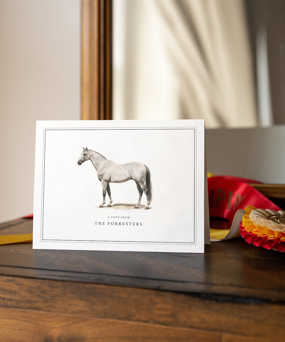 Personalized Horse Card Template | Equestrian Thank You Cards | Vintage ...