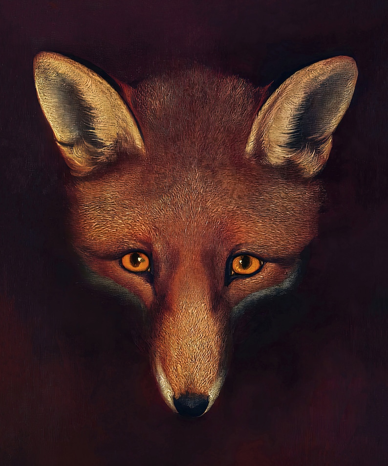 Fox Portrait Vintage Equestrian Print | Antique Fox Painting | Art Gift ...
