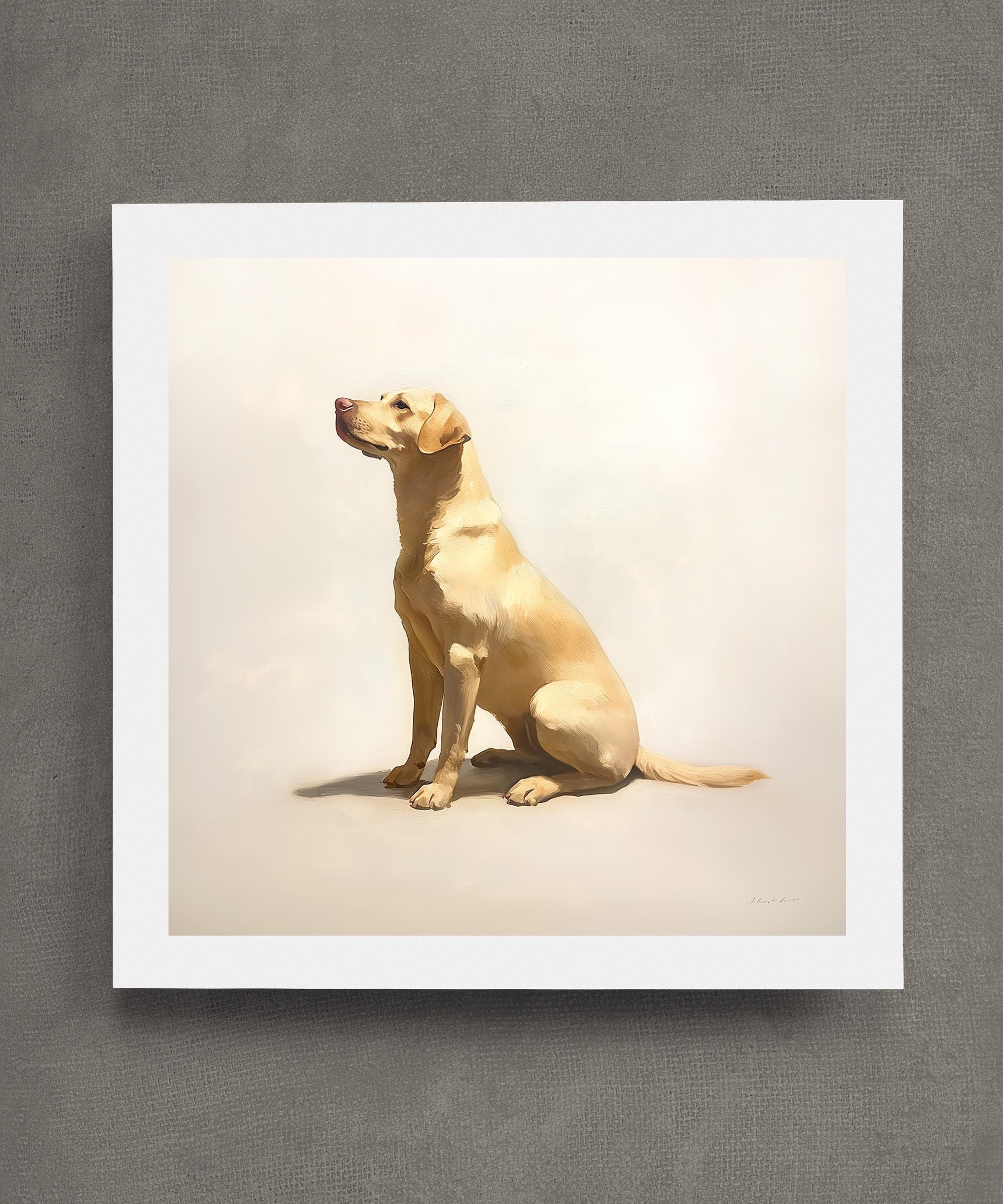 Yellow Lab Dog Art Print | Vintage Style Round Frame | Yellow Labrador ...