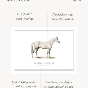 Personalized Horse Card Template | Equestrian Thank You Cards | Vintage ...