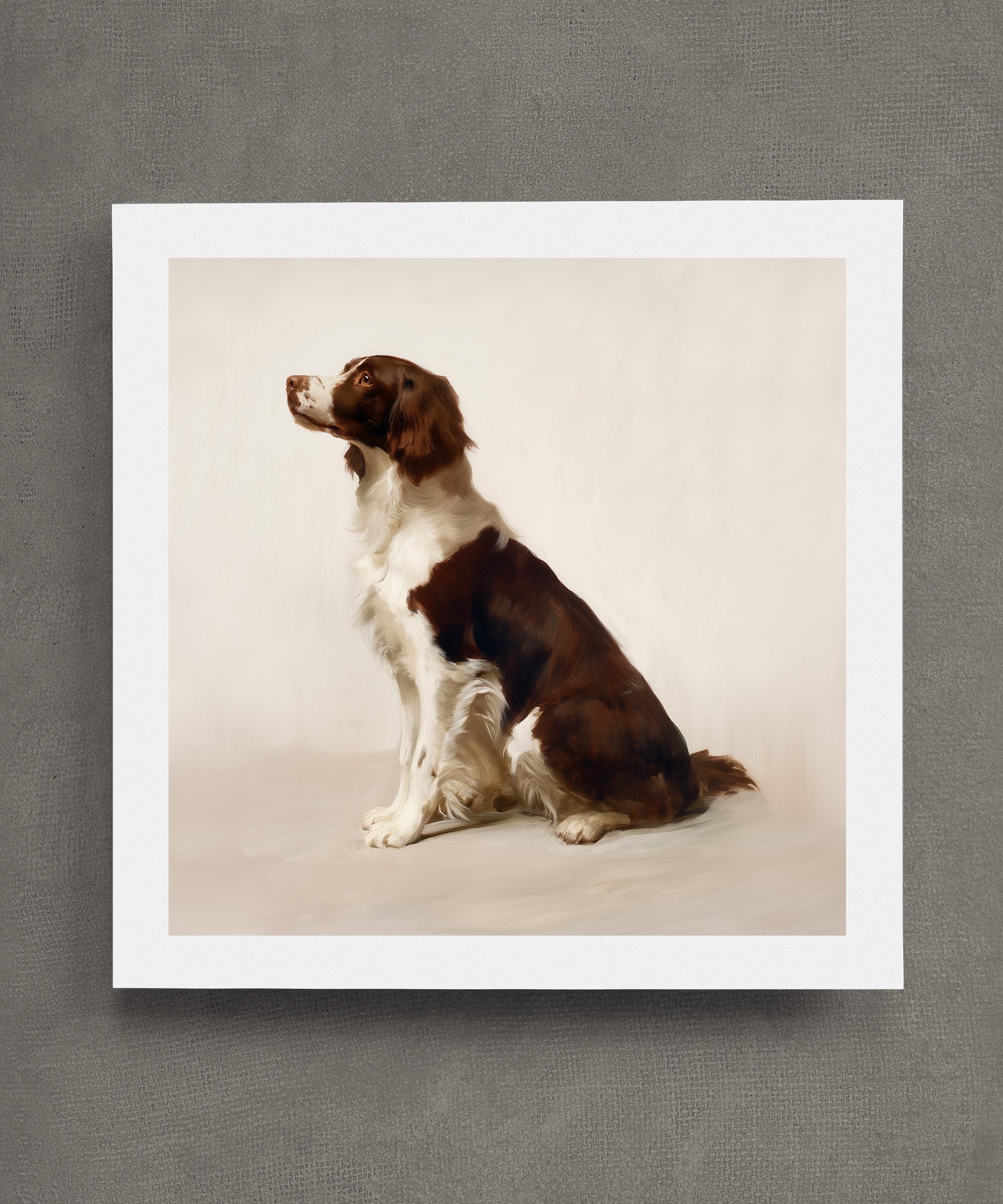 Springer Spaniel Art Print With Vintage Style Round Frame | English ...