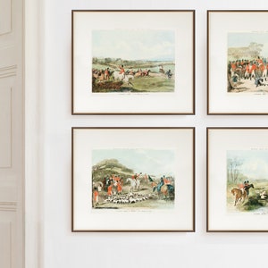 Set of 4 Vintage Fox Hunting Prints | Hunt Scene Paintings | Gift for ...