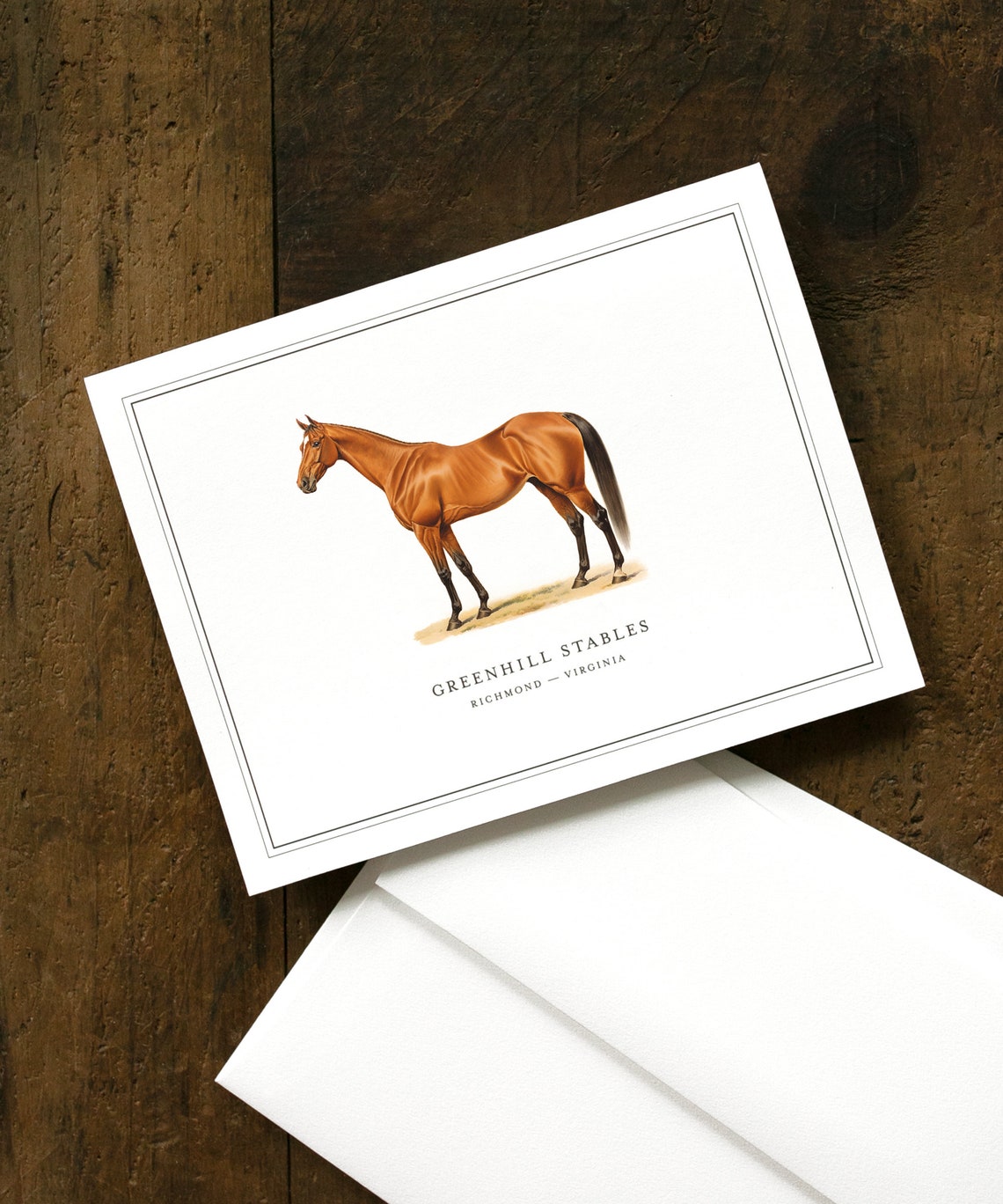 Personalized Horse Card Template | Equestrian Thank You Cards | Vintage ...