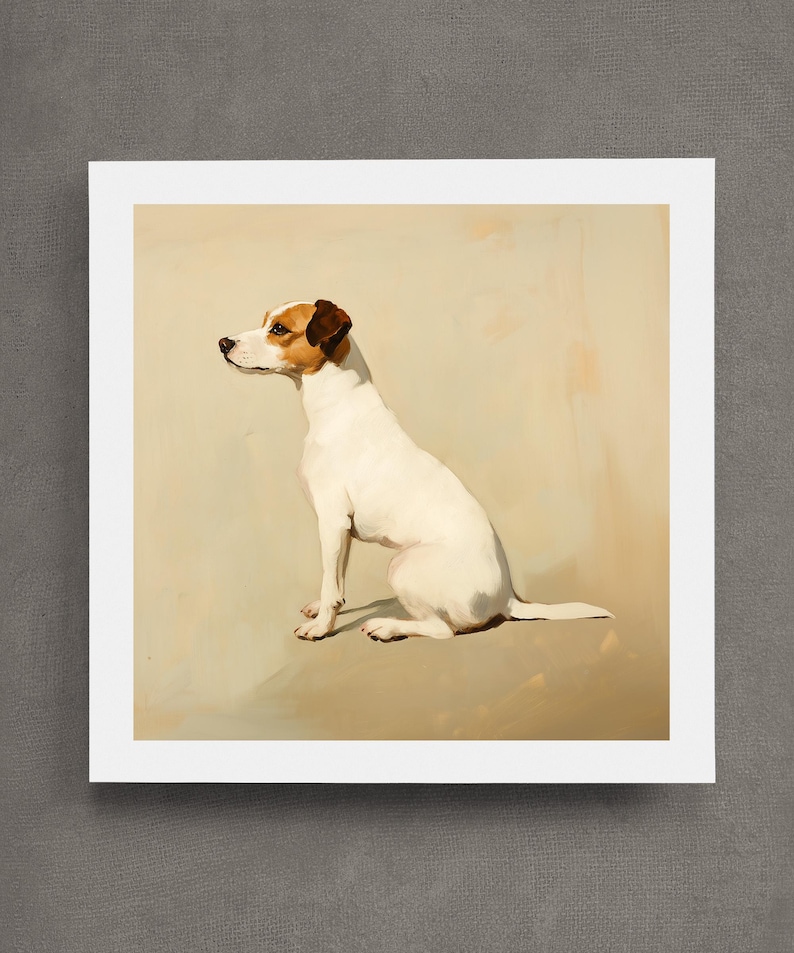Jack Russell Terrier Portrait Art Print With Vintage Style Round Frame ...