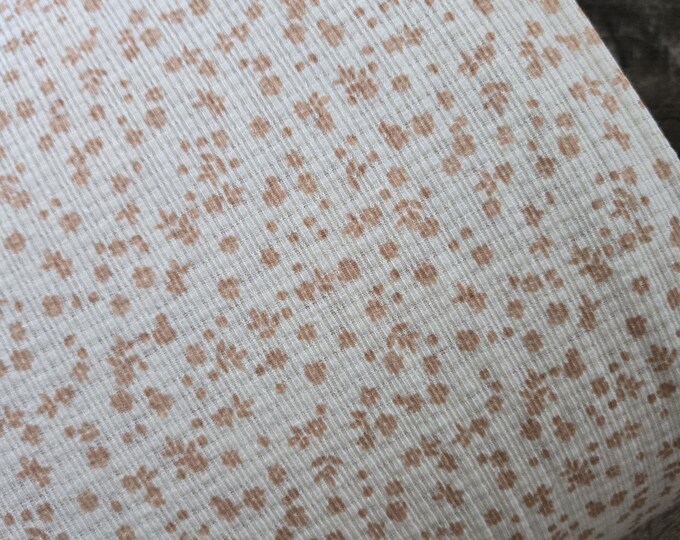 Pointelle Knit, Fabric by the Yard, Rib Knit Floral, Rib Knit, Ivory ...