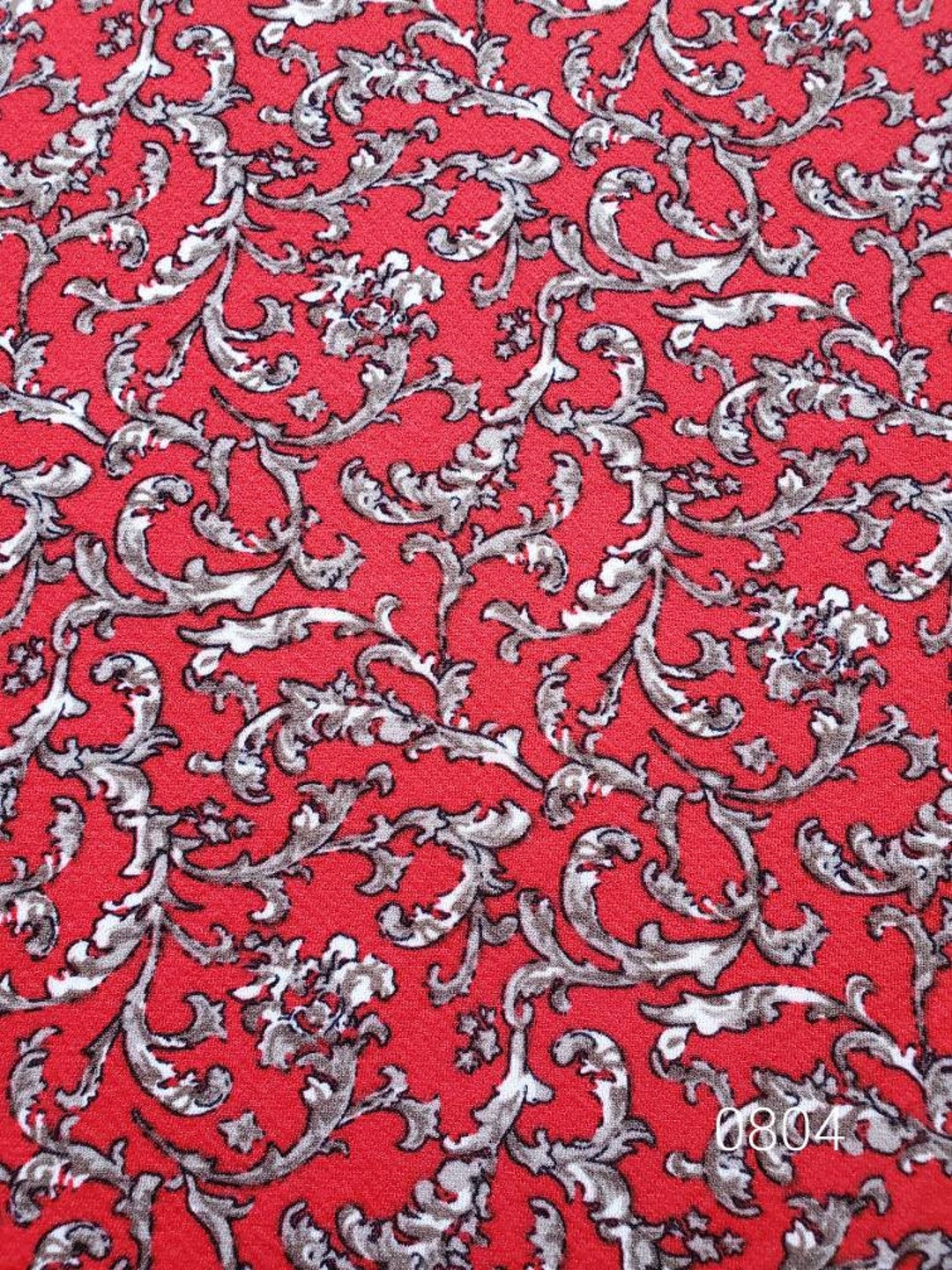 Liverpool Knit, Liverpool Fabric by the Yard, Knit Fabric, Vines on Red ...
