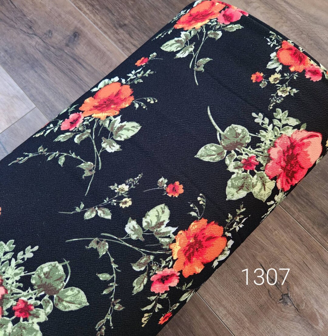 Liverpool Knit, Liverpool Fabric by the Yard, Knit Fabric, Red Floral ...