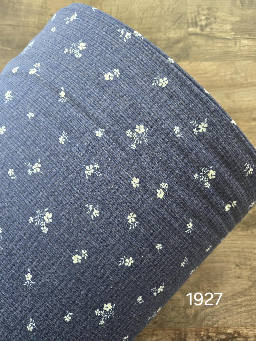 Pointelle Knit, Fabric by the Yard, Rib Knit Floral, Rib Knit, Indigo ...