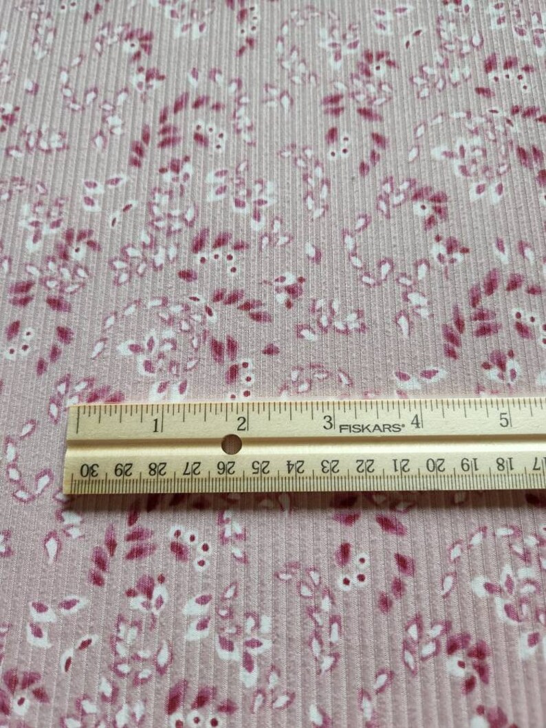 Ribbed Knit, Fabric by the Yard, Floral, Rib Knit, Dusty Pink With ...