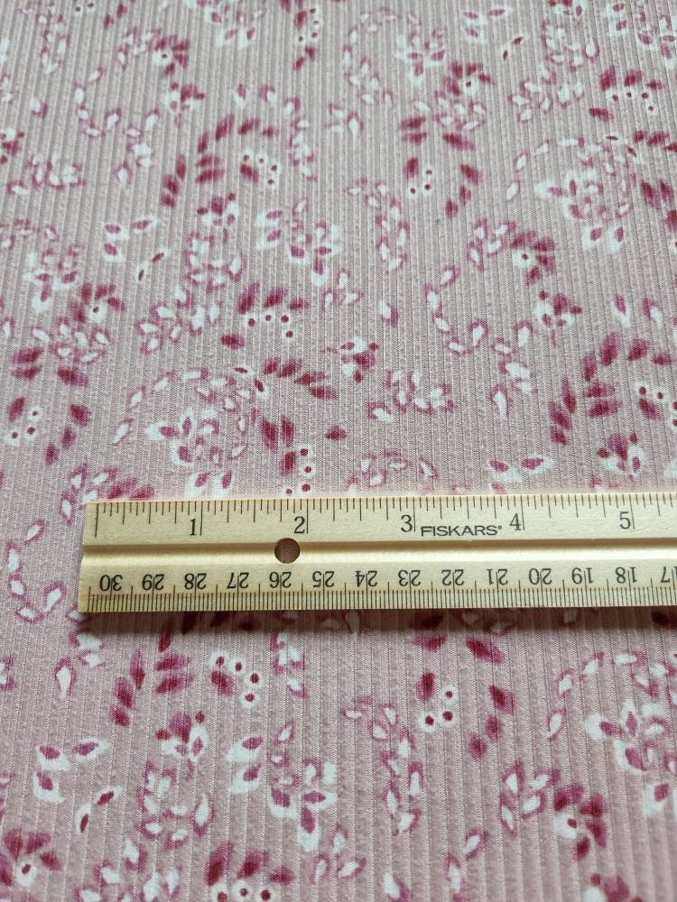 Ribbed Knit Fabric by the Yard Floral Rib Knit Dusty Pink - Etsy