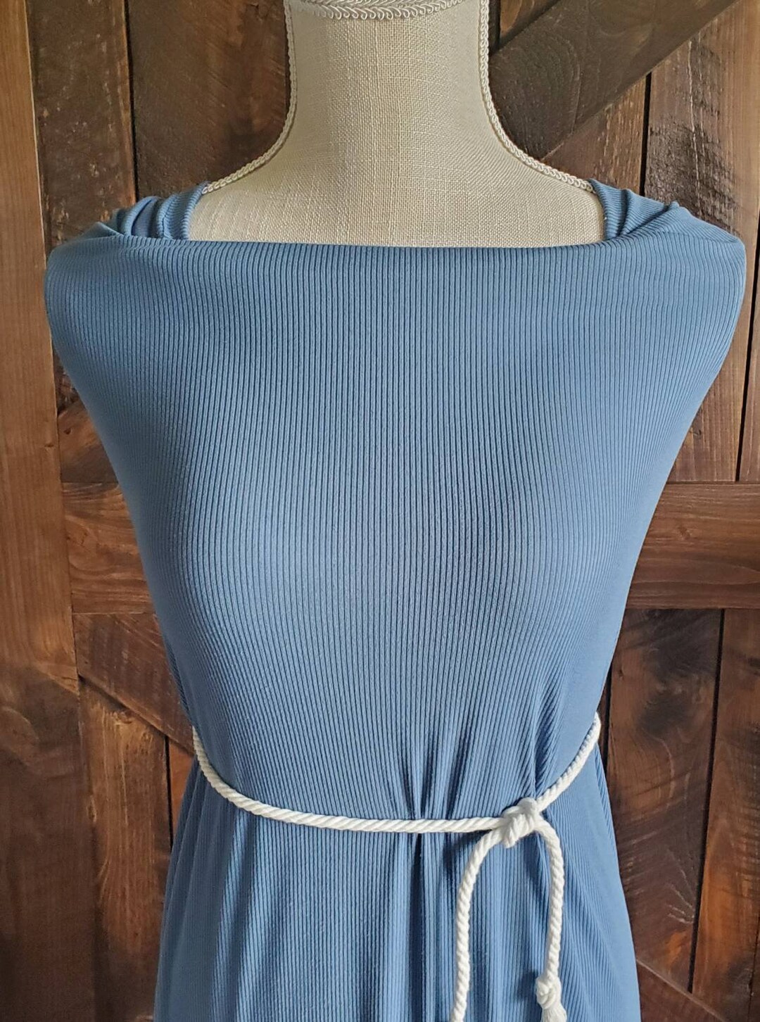 Ribbed Knit Fabric by the Yard Floral Denim Blue Rib Knit - Etsy