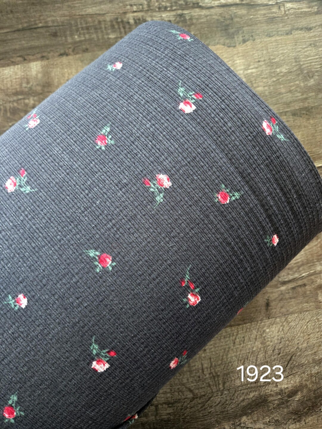 Pointelle Knit, Fabric by the Yard, Rib Knit Floral, Rib Knit, Charcoal ...
