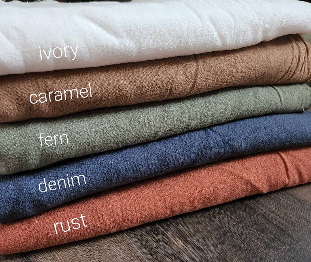 Linen Blend Fabric by the Yard, Ivory #L012, Caramel #L013, Fern #L014 ...