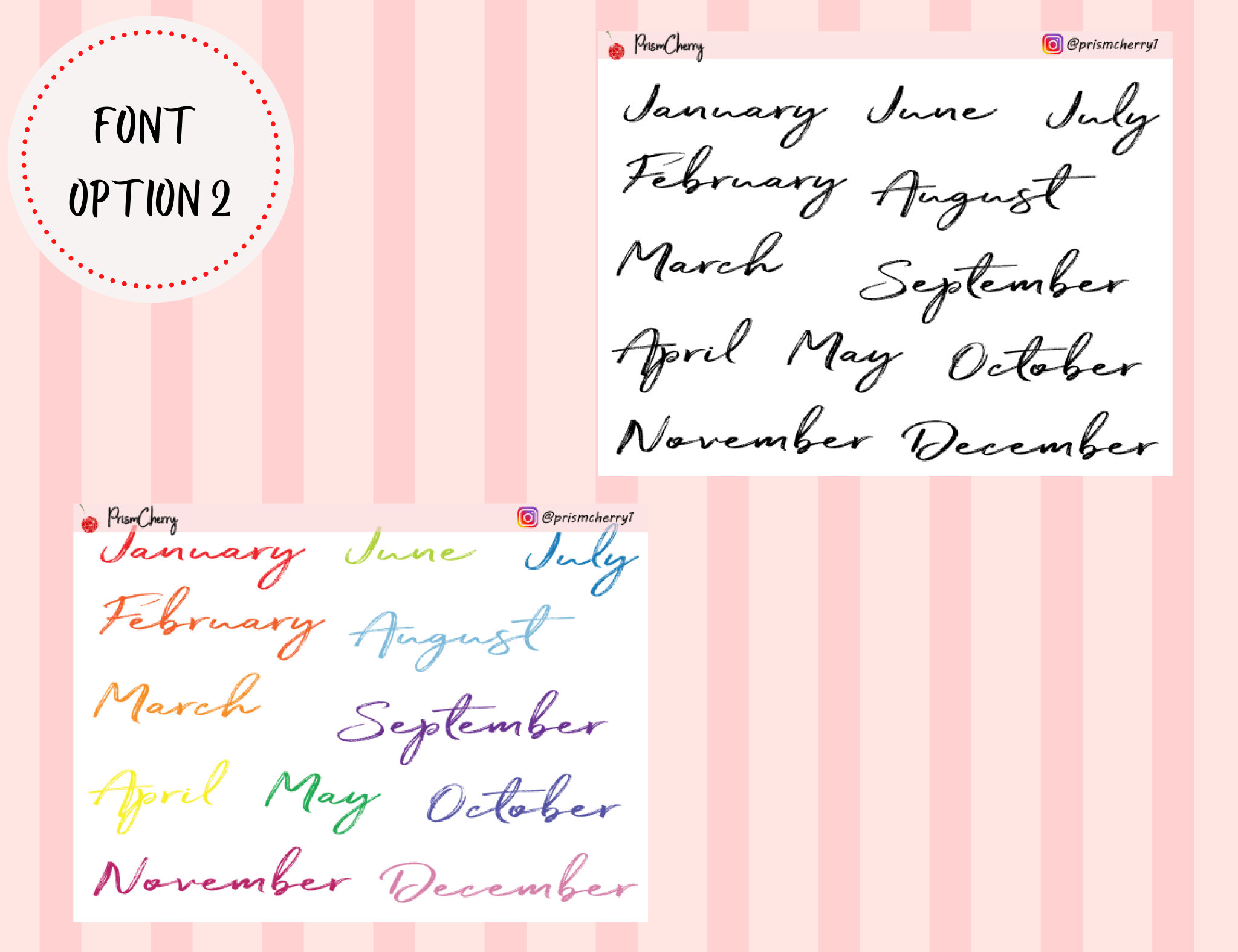 Months Sticker Sheet Planer Stickers Script - Etsy