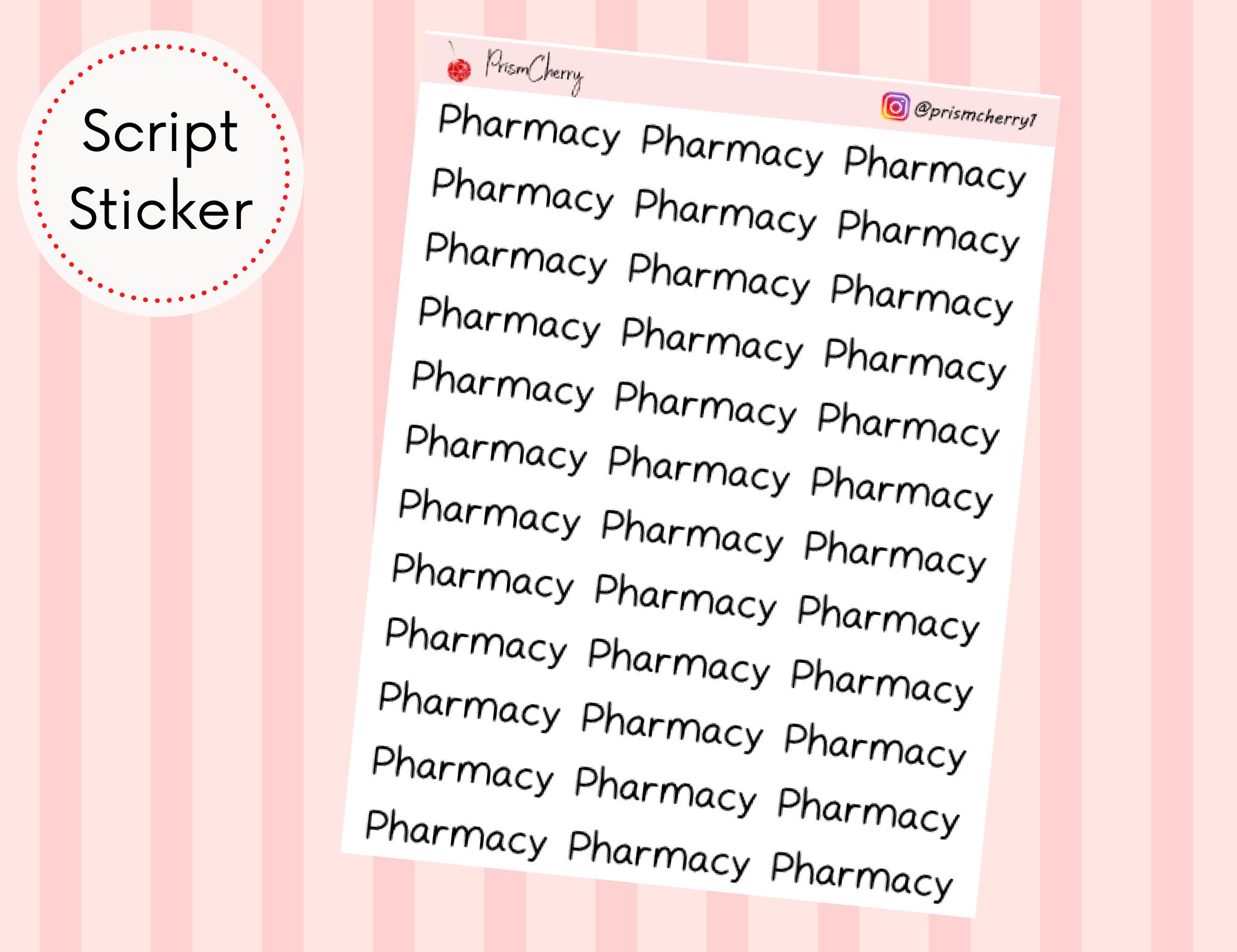 Pharmacy Script Sticker Minimal Planner Sticker - Etsy