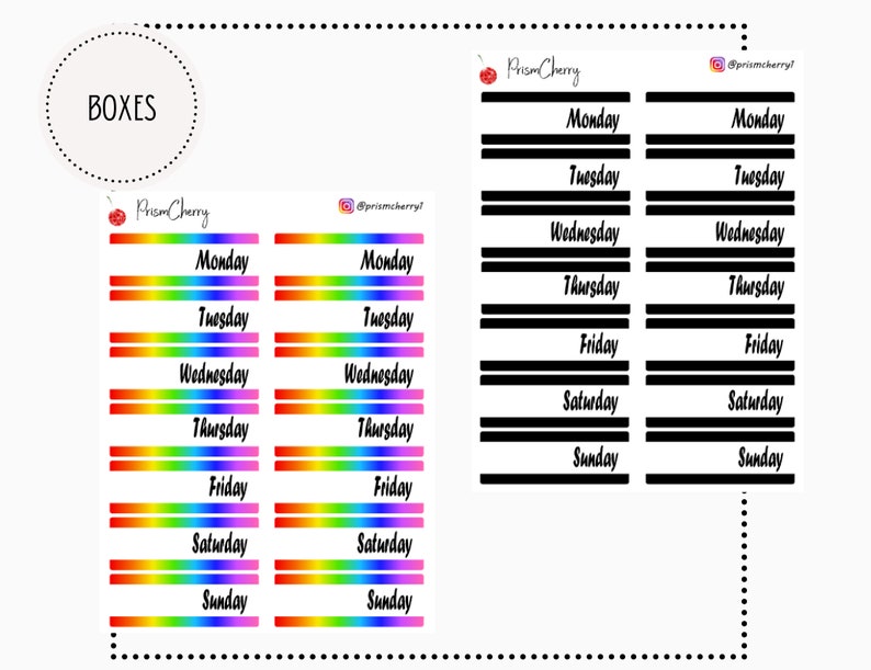 Days of the Week Boxes and Scripts Minimalist Planner - Etsy
