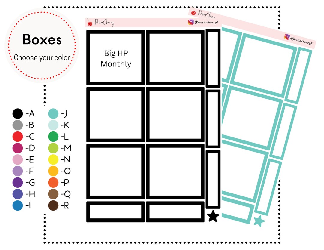 Colorful Monthly Boxes for Big HP || Minimalist Planner Sticker ...